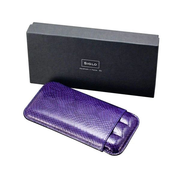 Siglo Lizard Pattern Case - Indigo - CIGAR VAULT