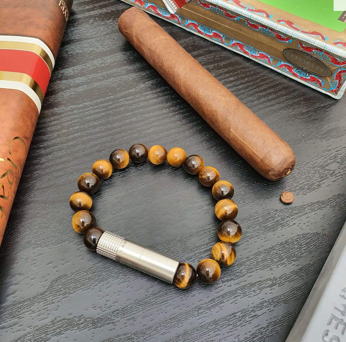 Cigar Punch Bracelet - Tiger Eye by Les Fines Lames - CIGAR VAULT